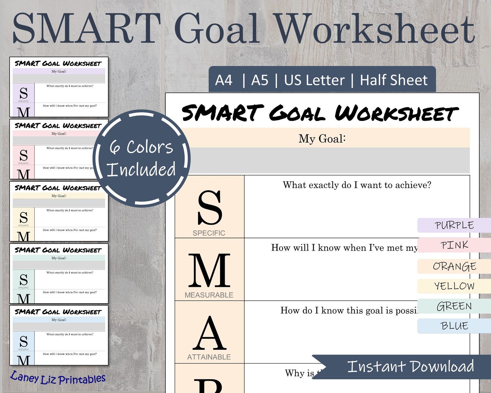 SMART Goal Worksheet Pastel Goal Setting Activity | Etsy
