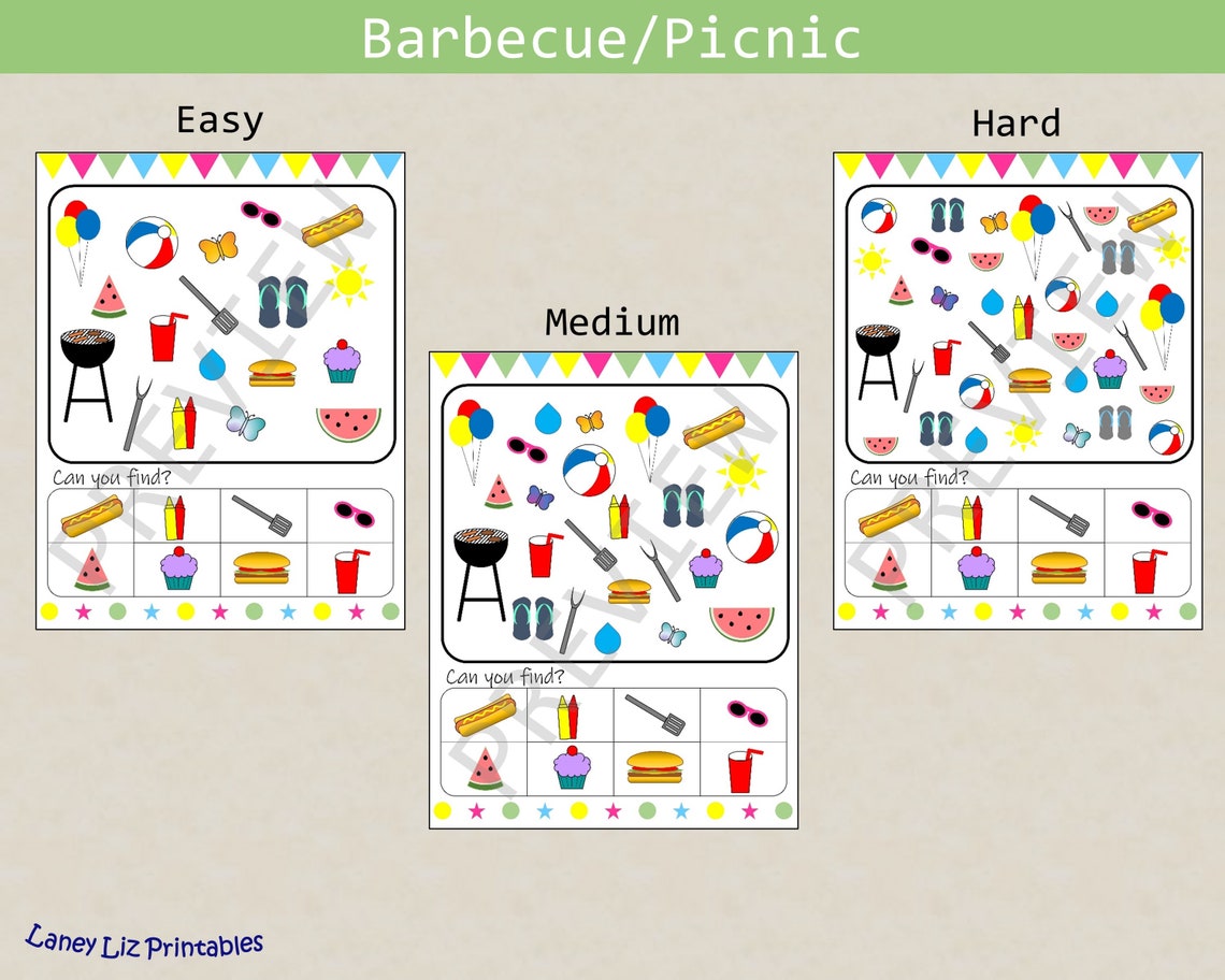 Summer Seek and Find Printable Eye Spy Search and Find | Etsy