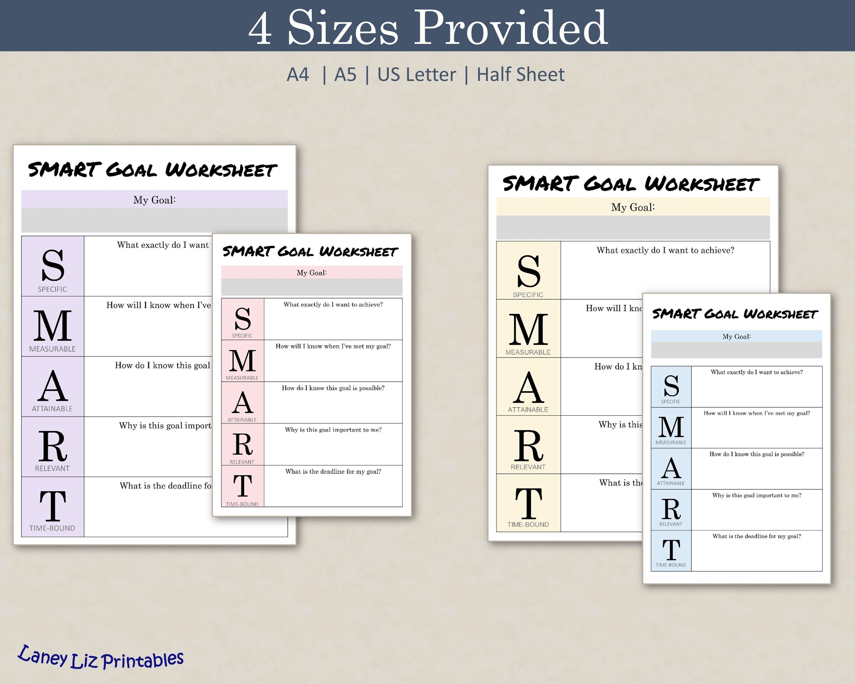 SMART Goal Worksheet Pastel Goal Setting Activity Printable Goal Map ...