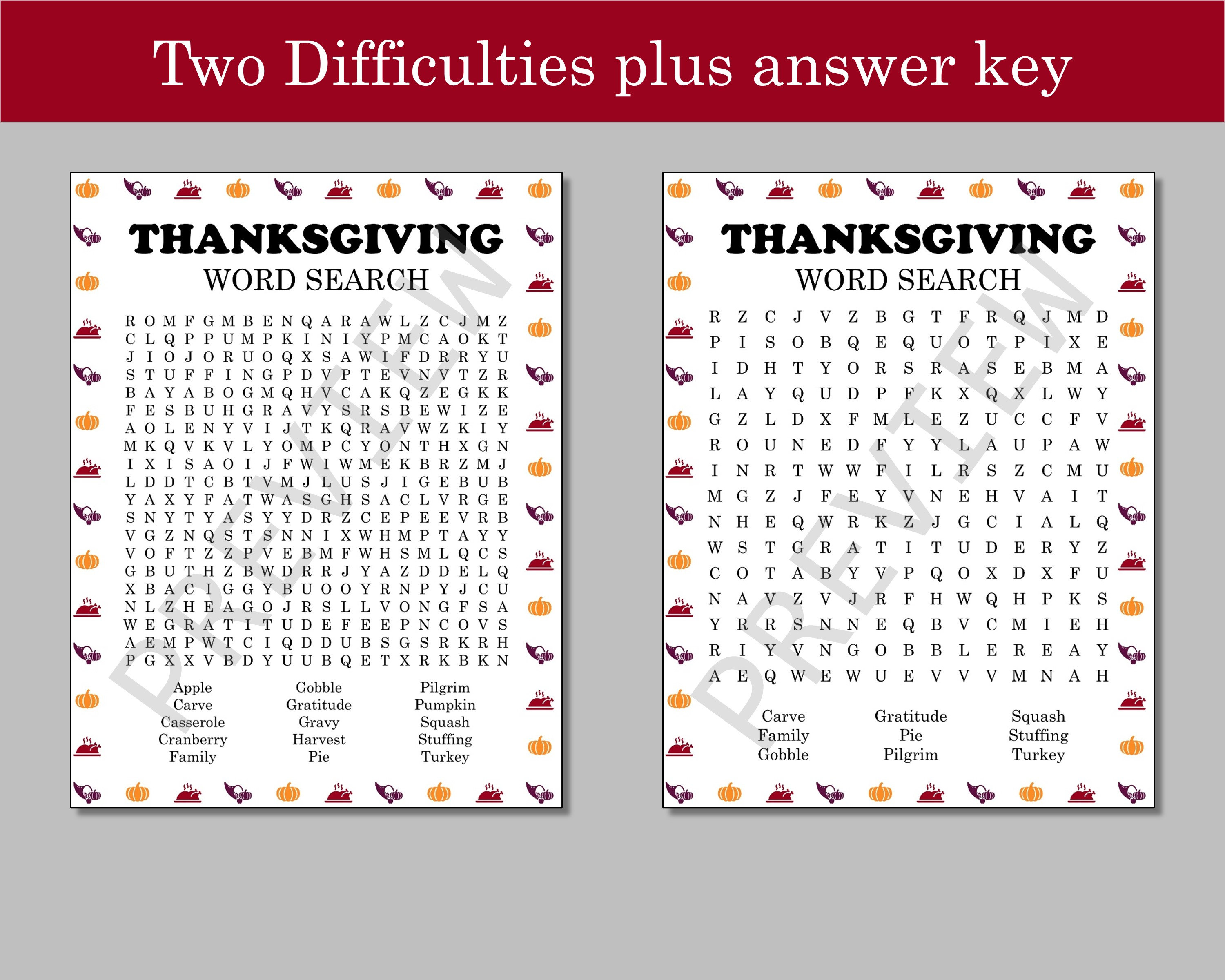 Thanksgiving Word Search Printable, Fall Word Puzzle, Family Fun Word ...