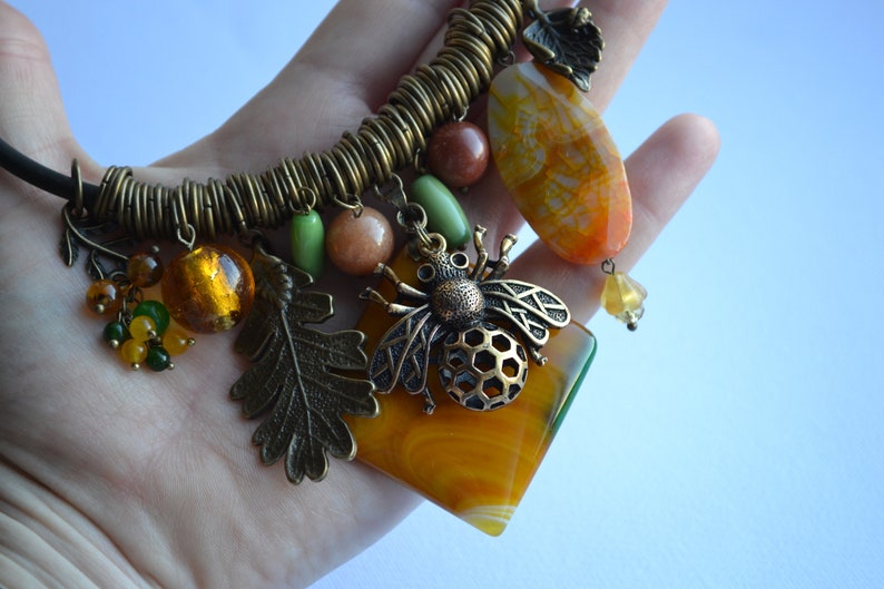 Necklace made of natural stones necklace for women Agate | Etsy