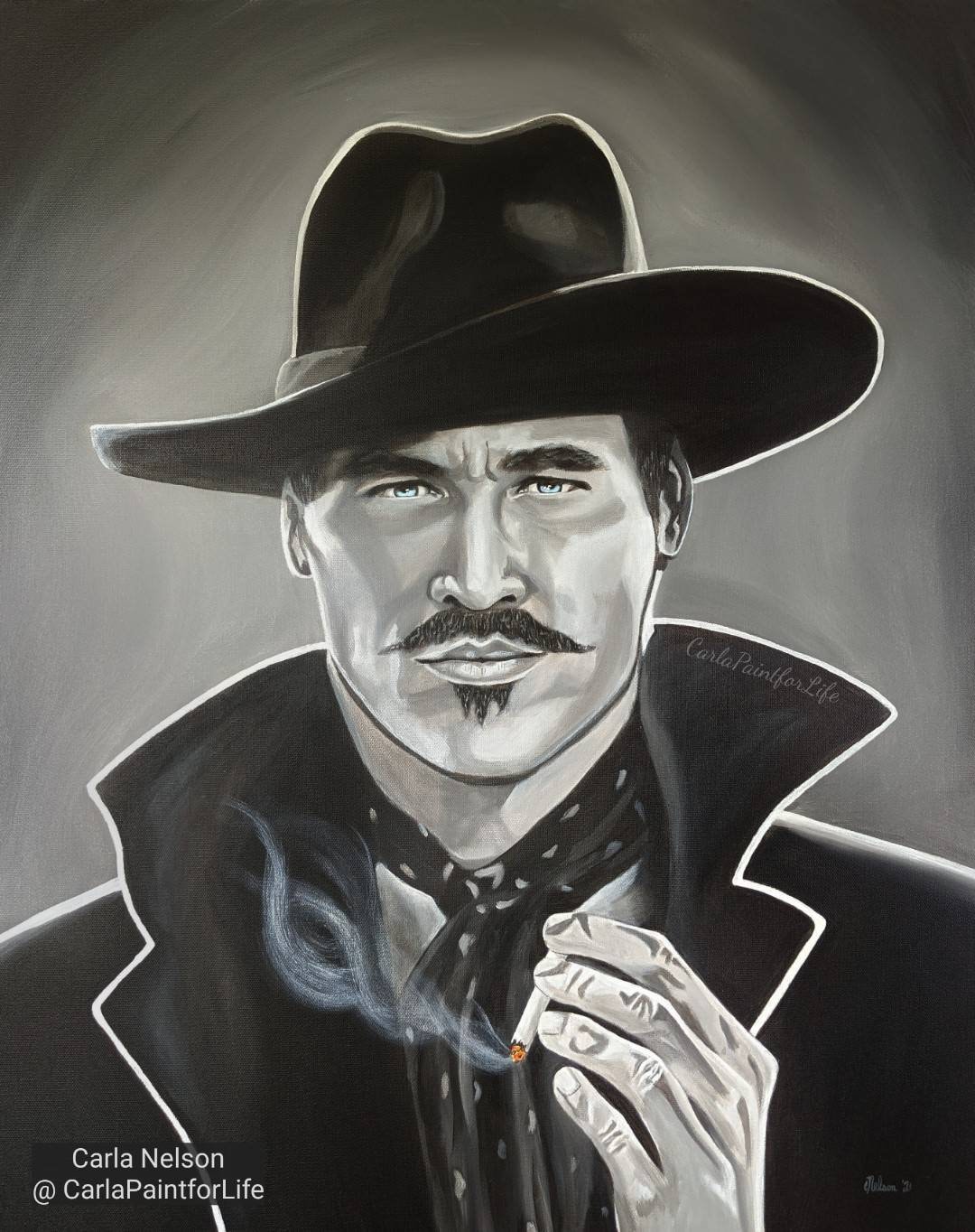 Portrait Painting of Val Kilmer as Doc Holliday in Tombstone Wall Art ...