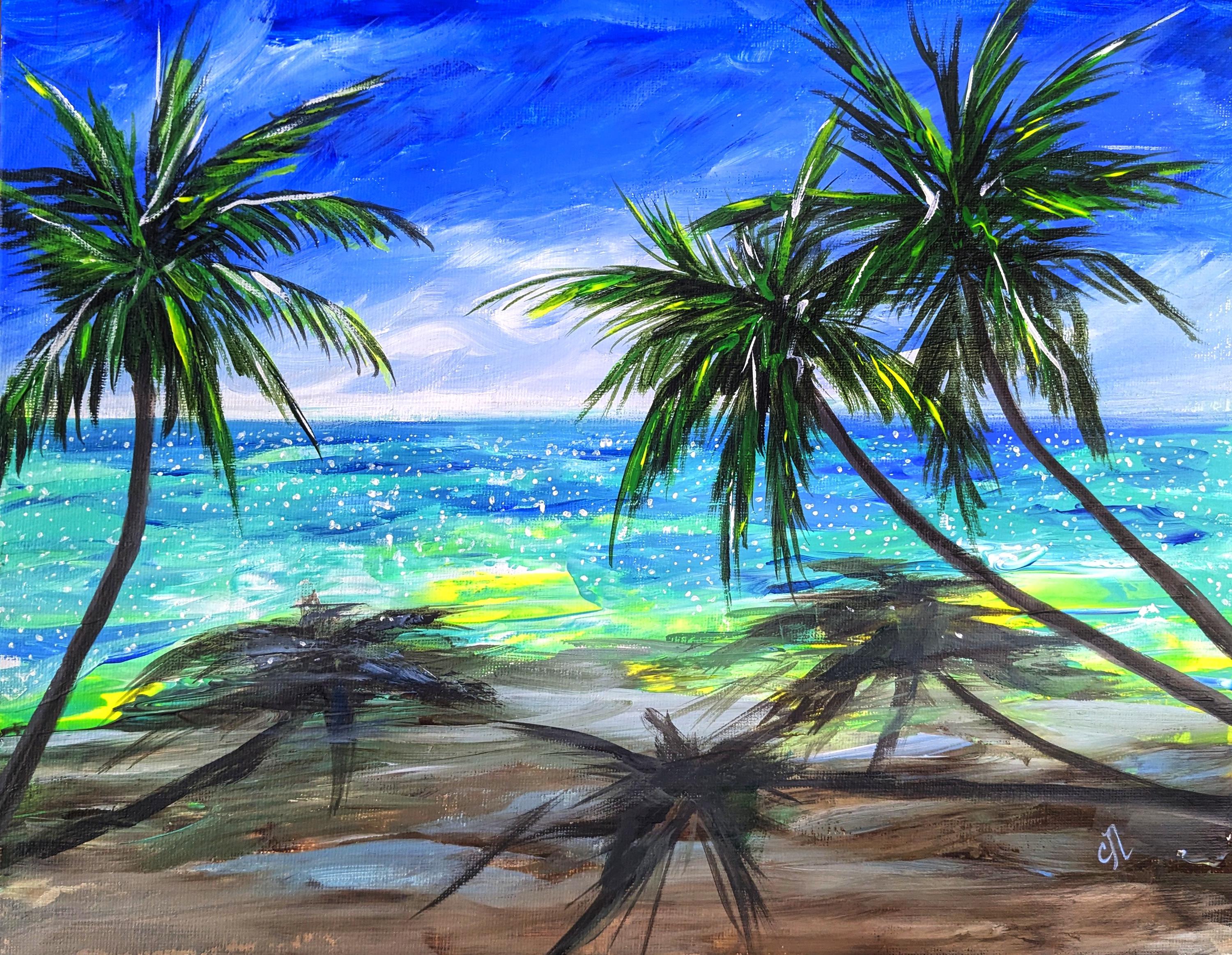 ORIGINAL PAINTING: Hand-painted Acrylic on 11x14 Canvas. Tropical ...