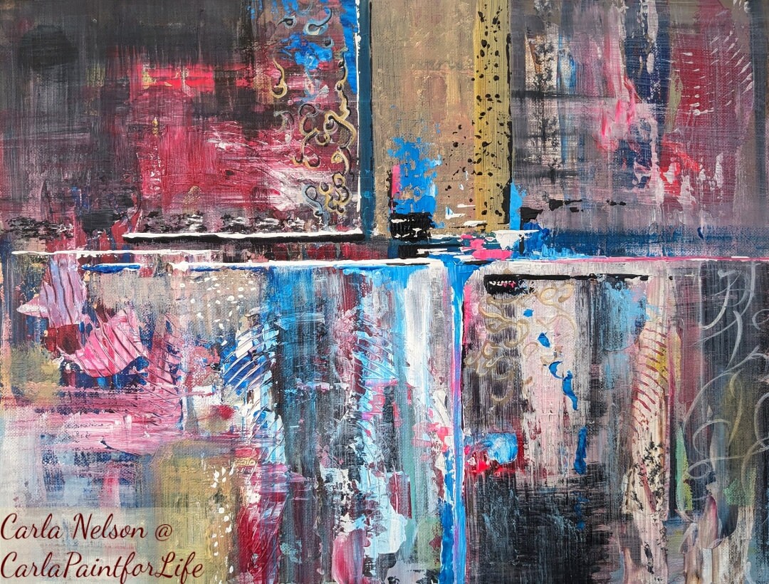 14x18 Hand-painted Original Acrylic Painting on Canvas Abstract Urban ...