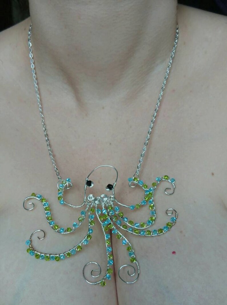 Wire Wrapped Octopus With Green and Blue Glass Accents - Etsy