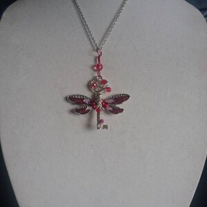 Gorgeous Wire Wrapped Red Dragonfly Winged Skeleton Key Necklace ...