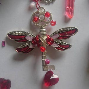 Gorgeous Wire Wrapped Red Dragonfly Winged Skeleton Key Necklace ...