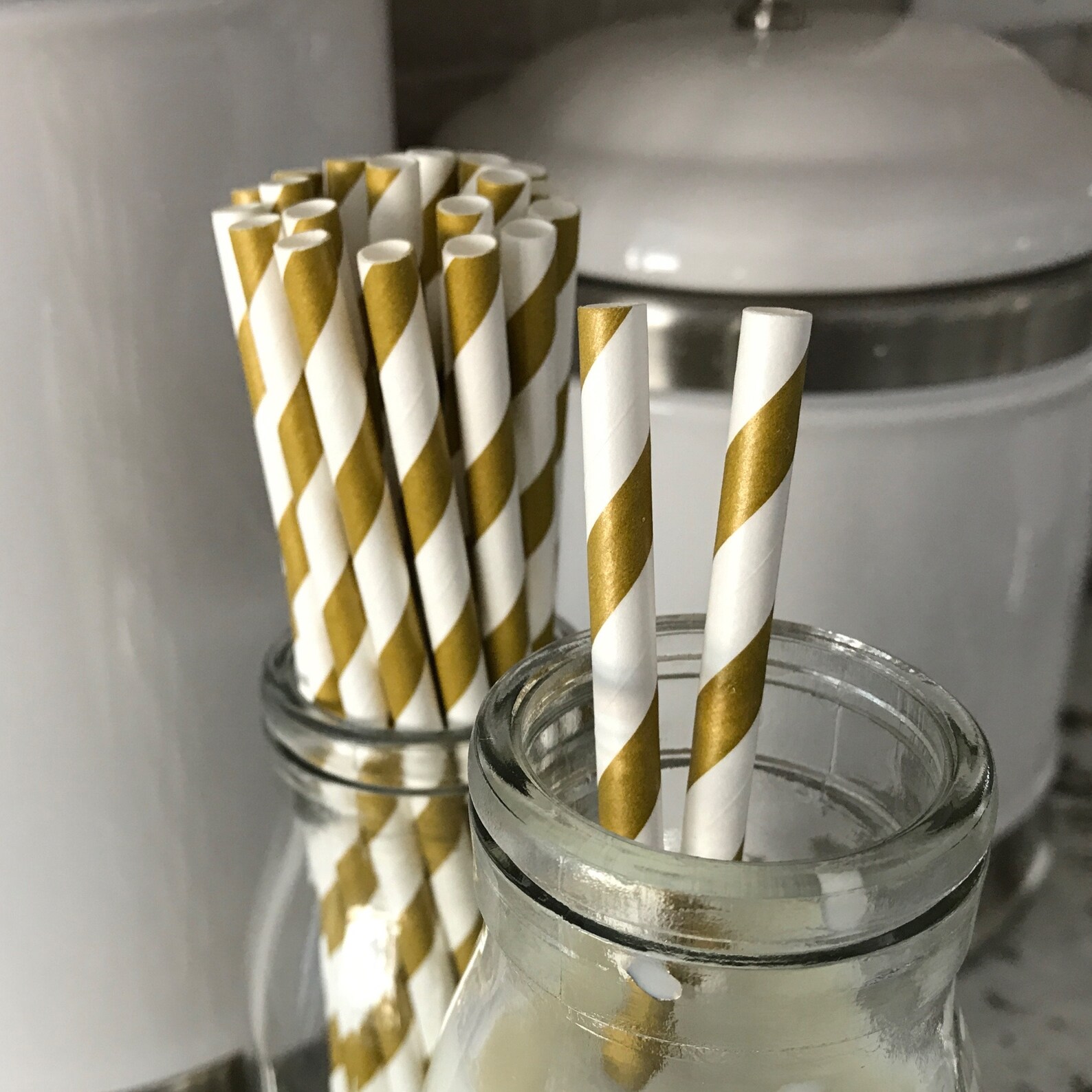 100 Black and Gold Straws Gold Straws Polka Dot and Stripe - Etsy