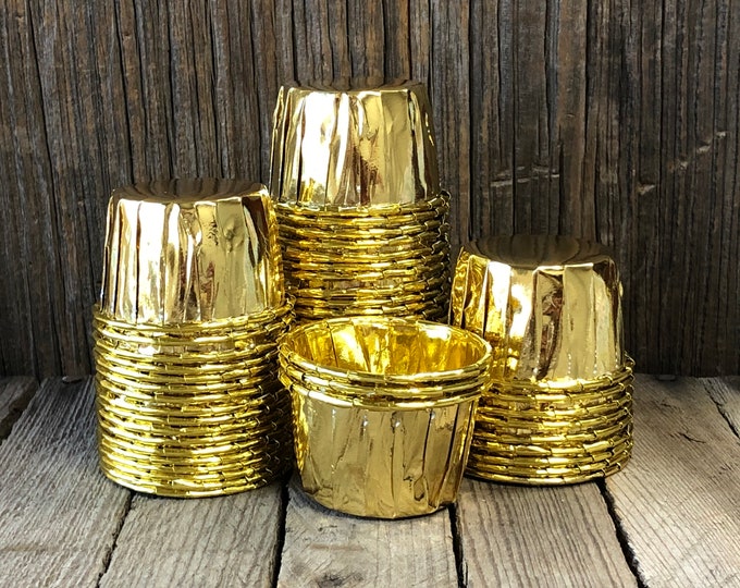 50 Gold Foil Snack Cups, Candy Cups, Nut Cups, Bulk Party Supply, Mini ...
