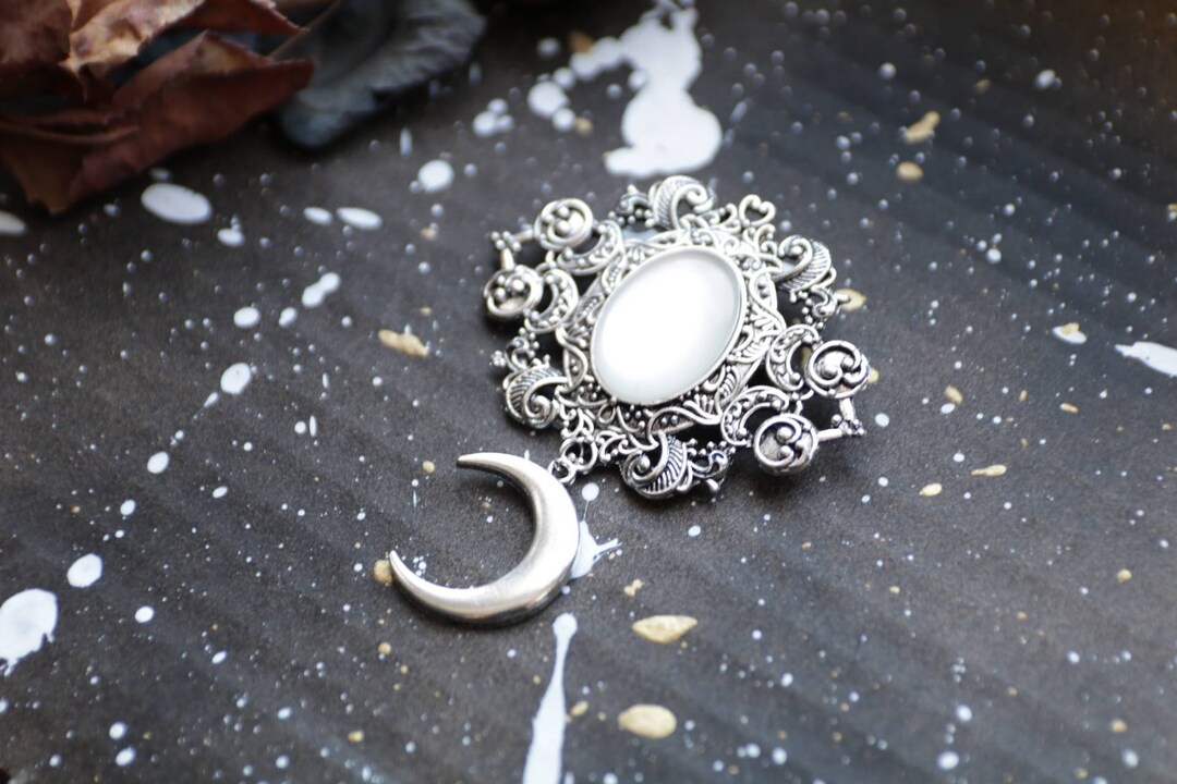 Witch Moon Brooch Pin Occult Victorian Nugoth Gothic Filigree Lolita ...