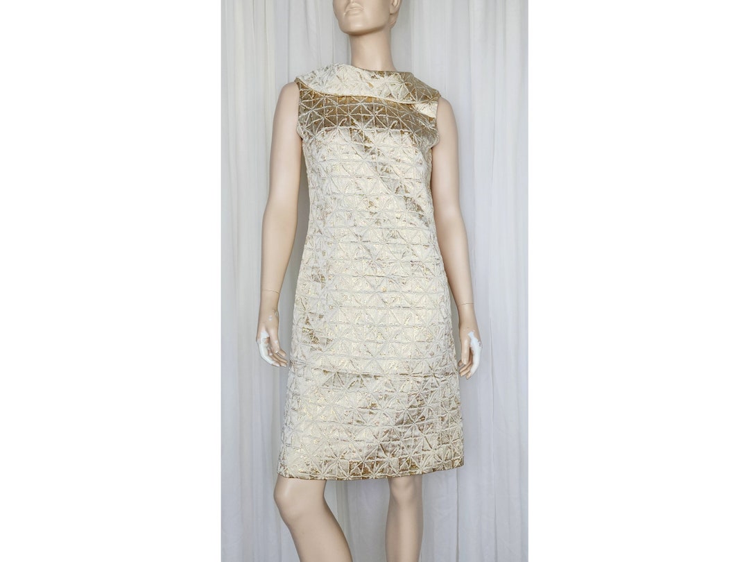 Vtg 60s Daymor Gold Quilted Mod Shift Party Dress SM - Etsy