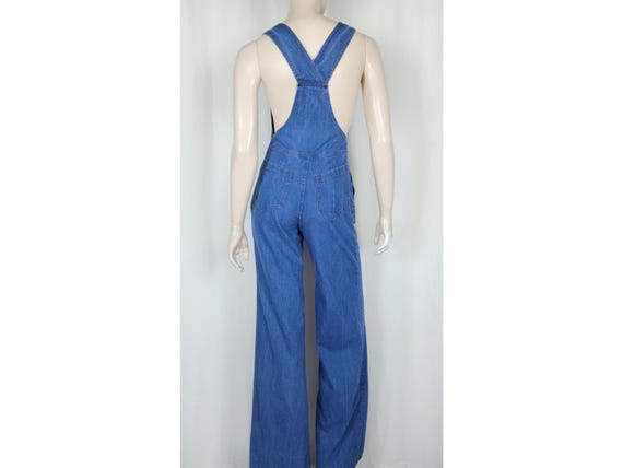 Vtg 70s Pulse Ziggy denim bib overalls front zip wide… - Gem