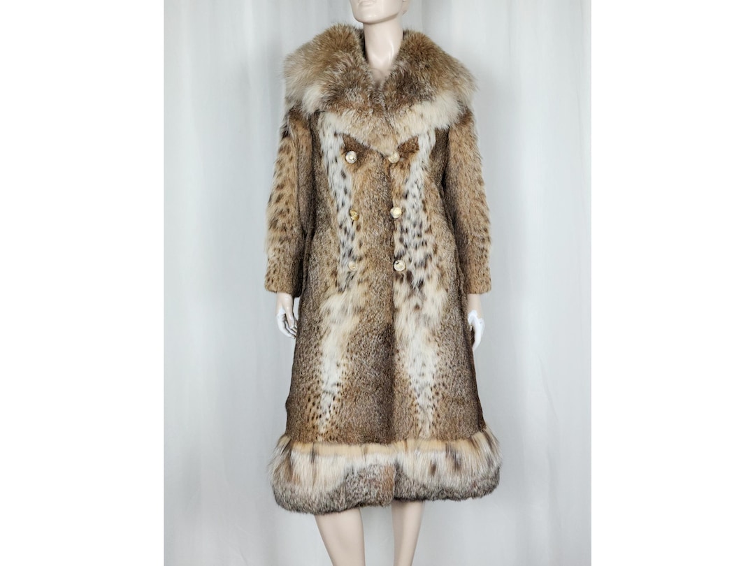 Vtg 70s Lynx Bobcat Fur Coat SM - Etsy