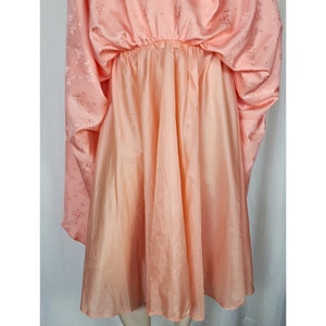 Vtg 80s Peach Satin Floral Ruched Party Dress XS - Etsy