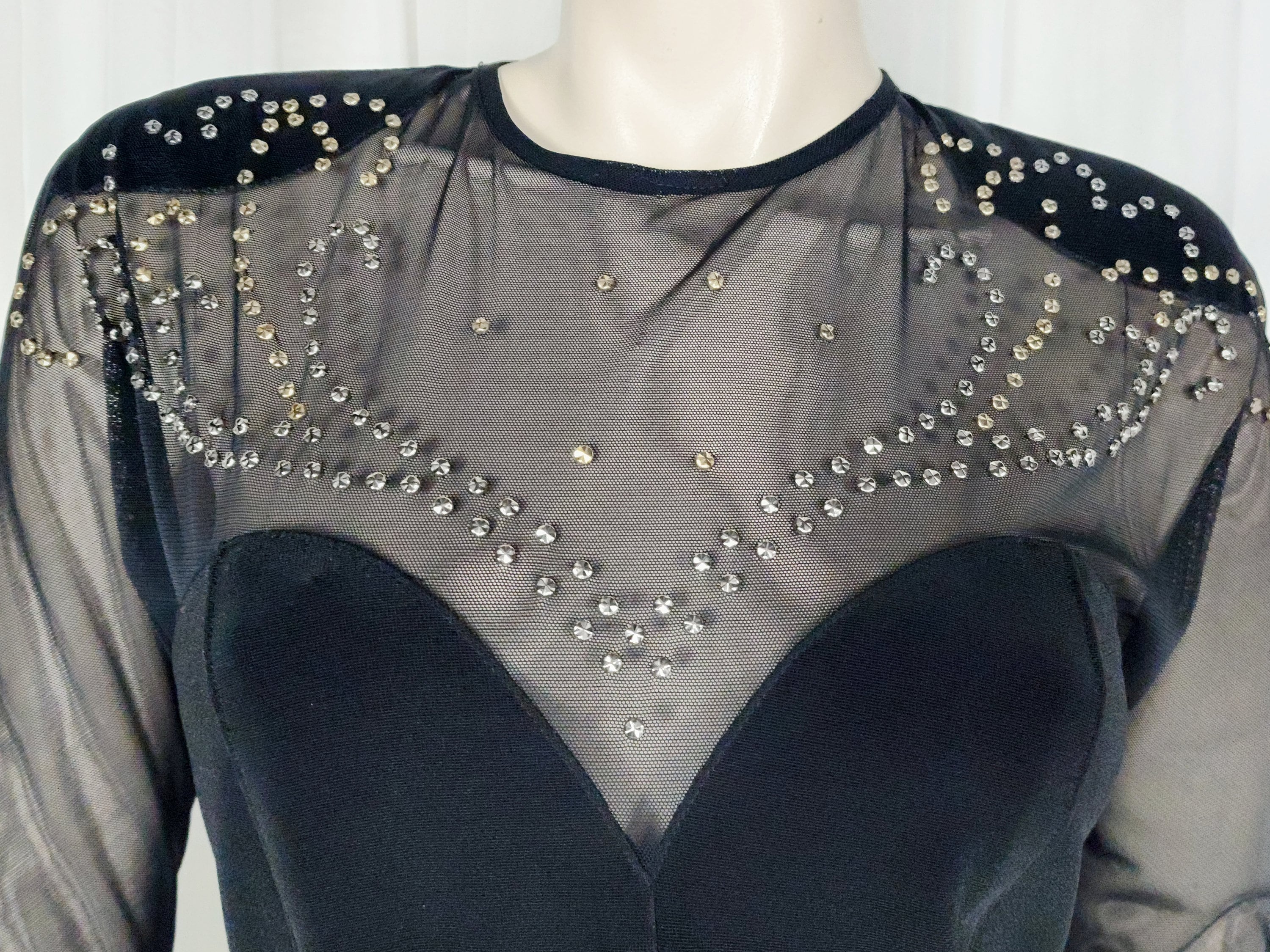 Vtg 80s Sheer Mesh Studded Catsuit Stirrup Pant Black Bodycon - Etsy