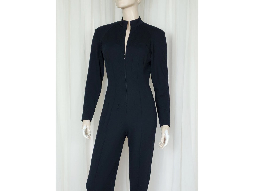 Vtg 80s Catsuit Stirrup Pant Black Bodycon Jumpsuit SM - Etsy