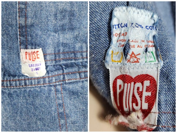 Vtg 70s Pulse Ziggy denim bib overalls front zip wide… - Gem