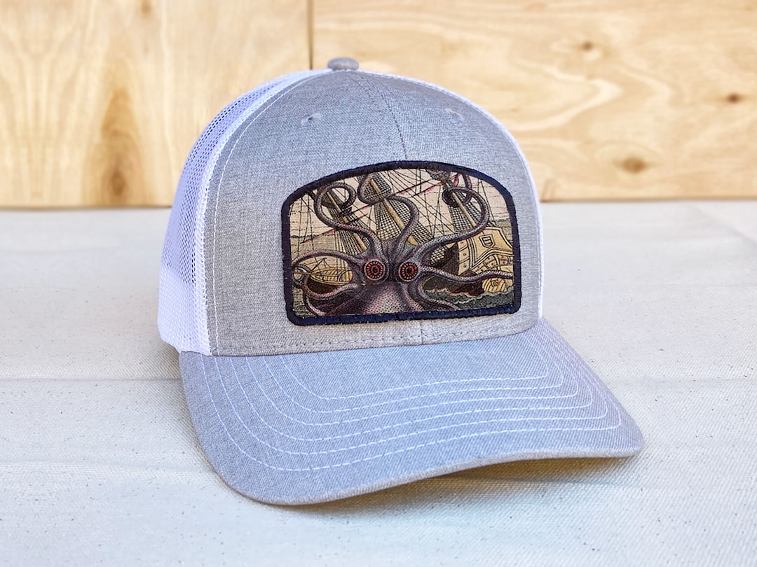 Octopus Attacks Trucker Hat - Mesh & Cotton Blend Hat - Snap Back Hat ...