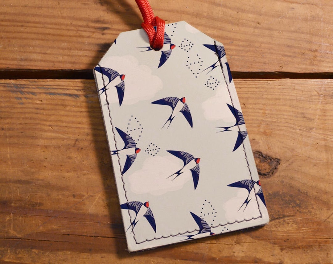 Bird Leather Luggage Tag: Handmade Travel Bag Accessory - Etsy
