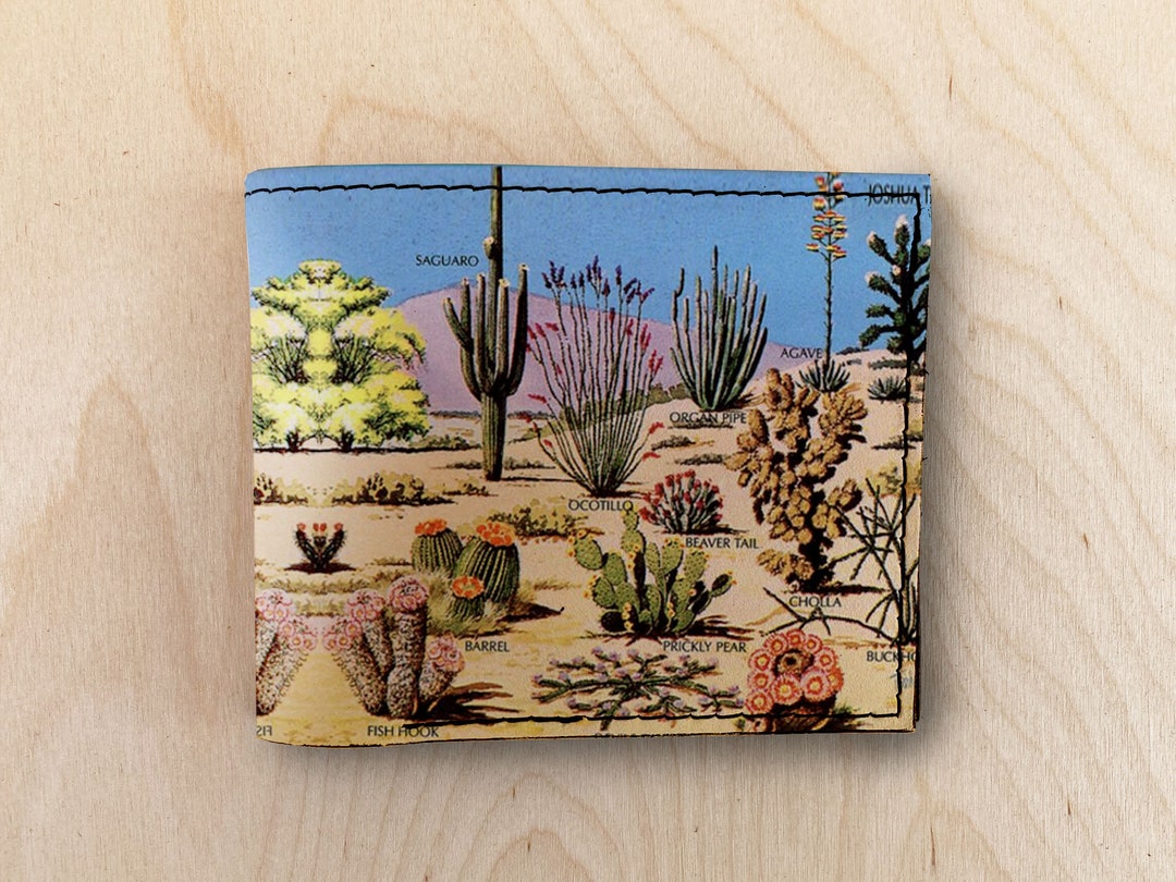 Desert Cactus Leather Wallet, Mini Wallet, Minimalist Wallet, Bifold ...