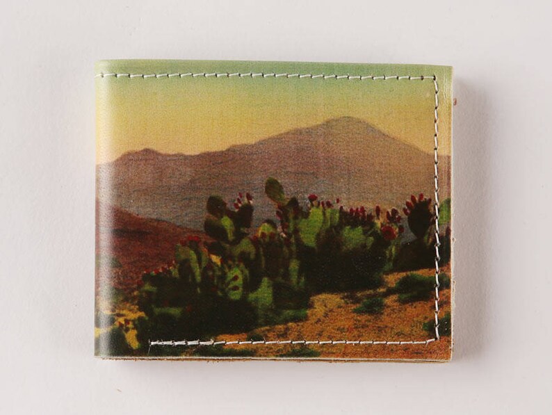 Desert Cactus Leather Wallet Mini Wallet Minimalist Wallet - Etsy