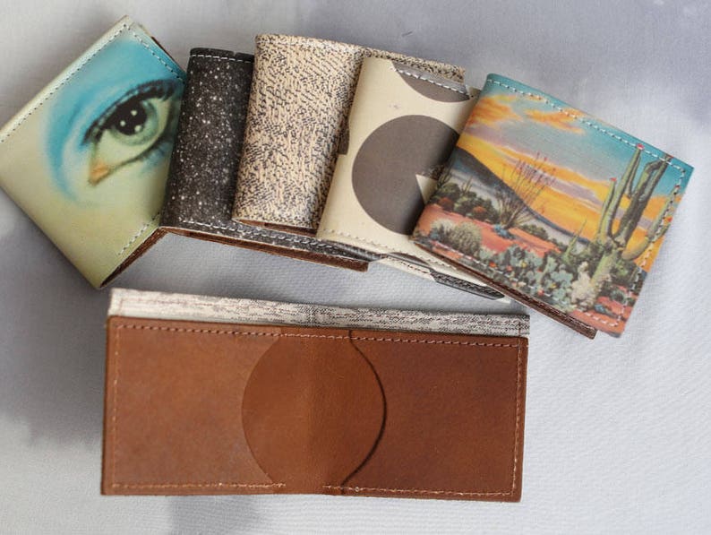 Desert Cactus Leather Wallet Mini Wallet Minimalist Wallet - Etsy