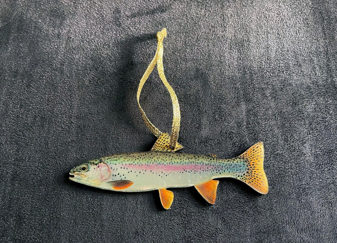 RAINBOW TROUT Acrylic Christmas Fish Ornament Fly Fishing Fisherman ...