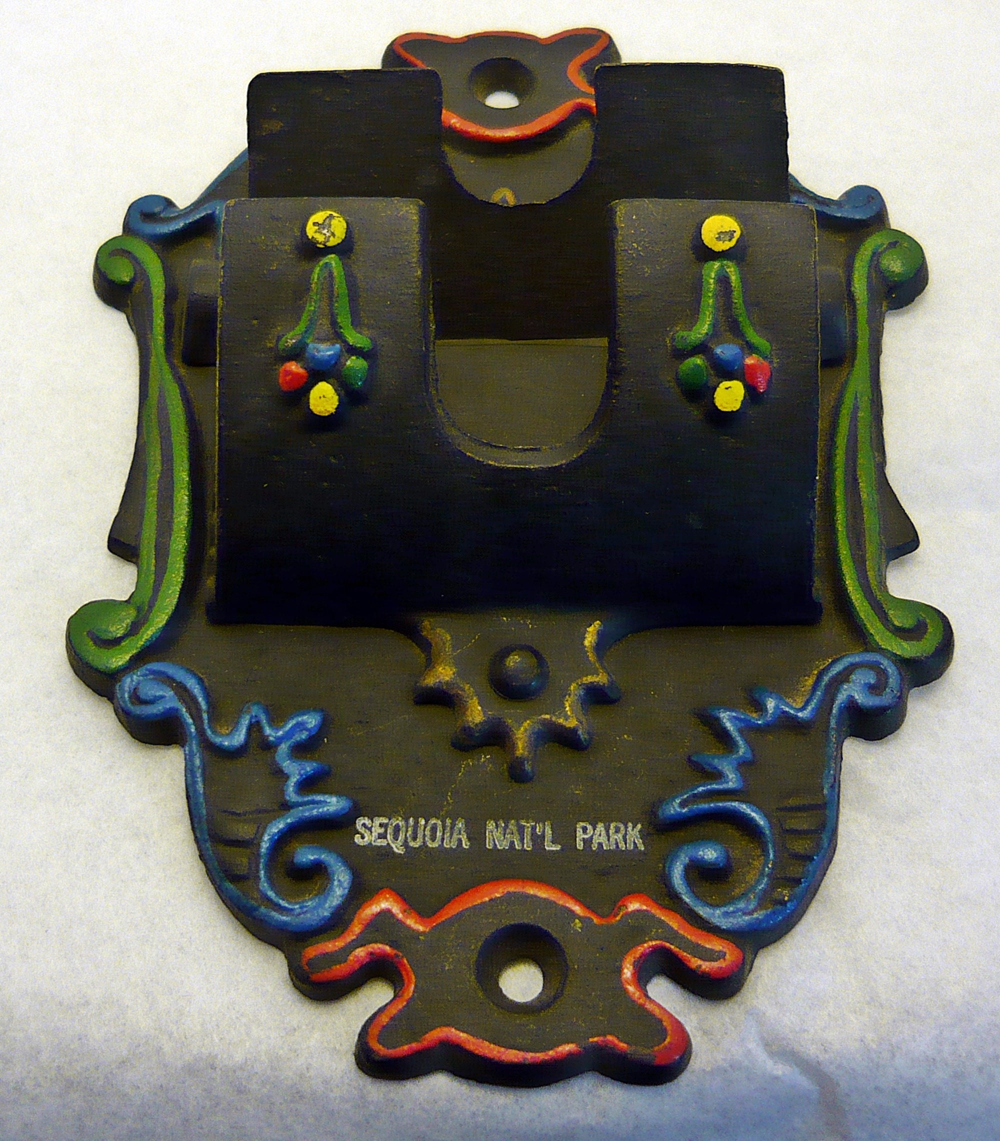 WILTON Cast Iron MATCH HOLDER or Flag Pole Holder Hand Painted Wall ...