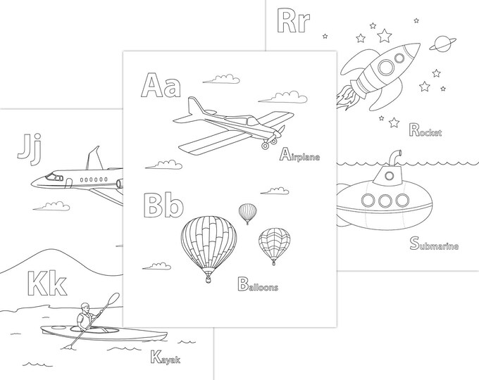 Printable Alphabet Coloring Pages / Transportation Alphabet / Coloring ...