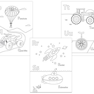 Printable Alphabet Coloring Pages / Transportation Alphabet / | Etsy