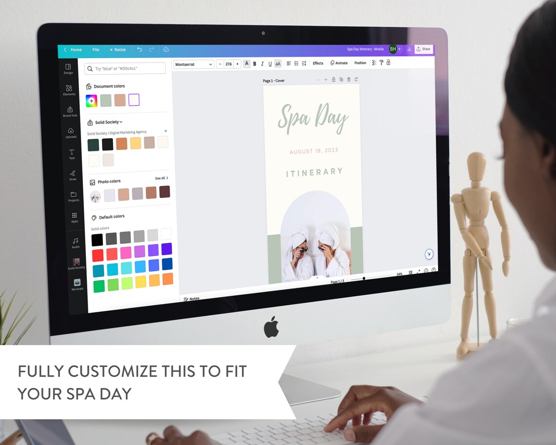 Spa Day Itinerary Template, Editable on Canva, Printable Editable ...
