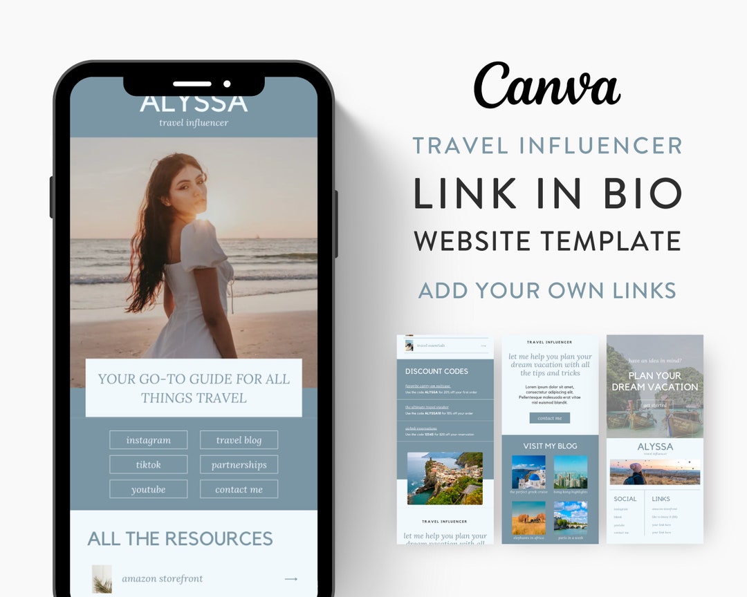 Canva Link in Bio Template for Social Media Marketing, Travel ...