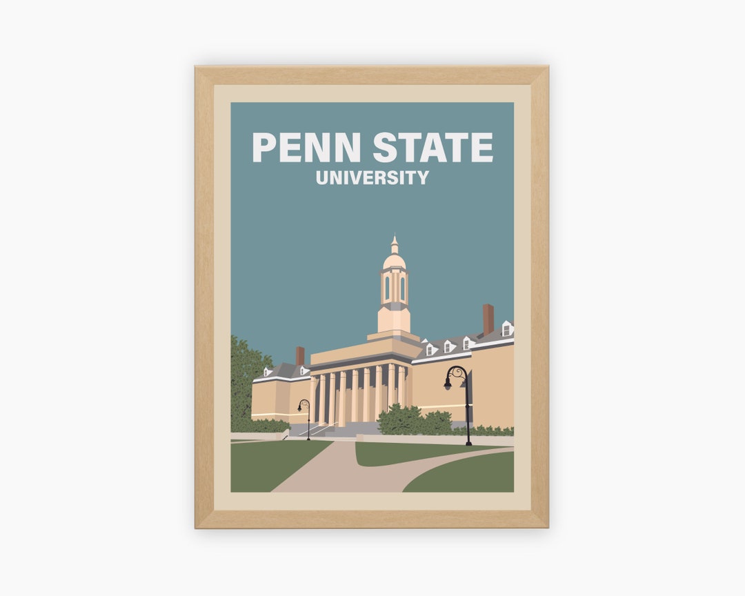 Penn State University Retro Vintage Poster, Penn State Illustration Art ...