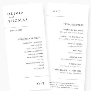 Modern White Wedding Program, Canva Template, Editable Wedding ...