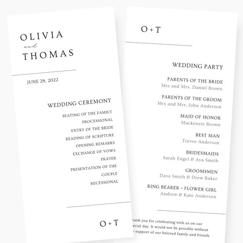 Modern White Wedding Program Canva Template Editable Wedding - Etsy