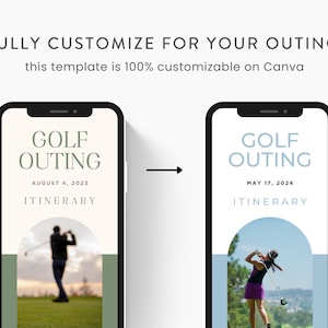 Golf Outing Itinerary Template, Editable on Canva, Printable Editable ...