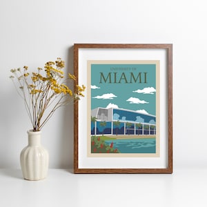 University of Miami Retro Vintage Poster, U of Miami Illustration Art ...