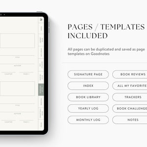 Digital Reading Journal Template for iPad & Tablet, Minimal Modern ...
