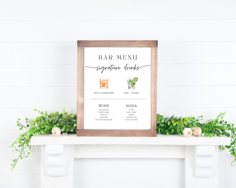 Wedding Bar Menu Template Edit on Canva Drinks Menu Template - Etsy