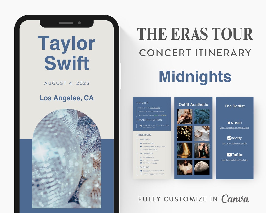 ERAS TOUR Taylor Swift Mobile Concert Template Edit on Canva - Etsy ...