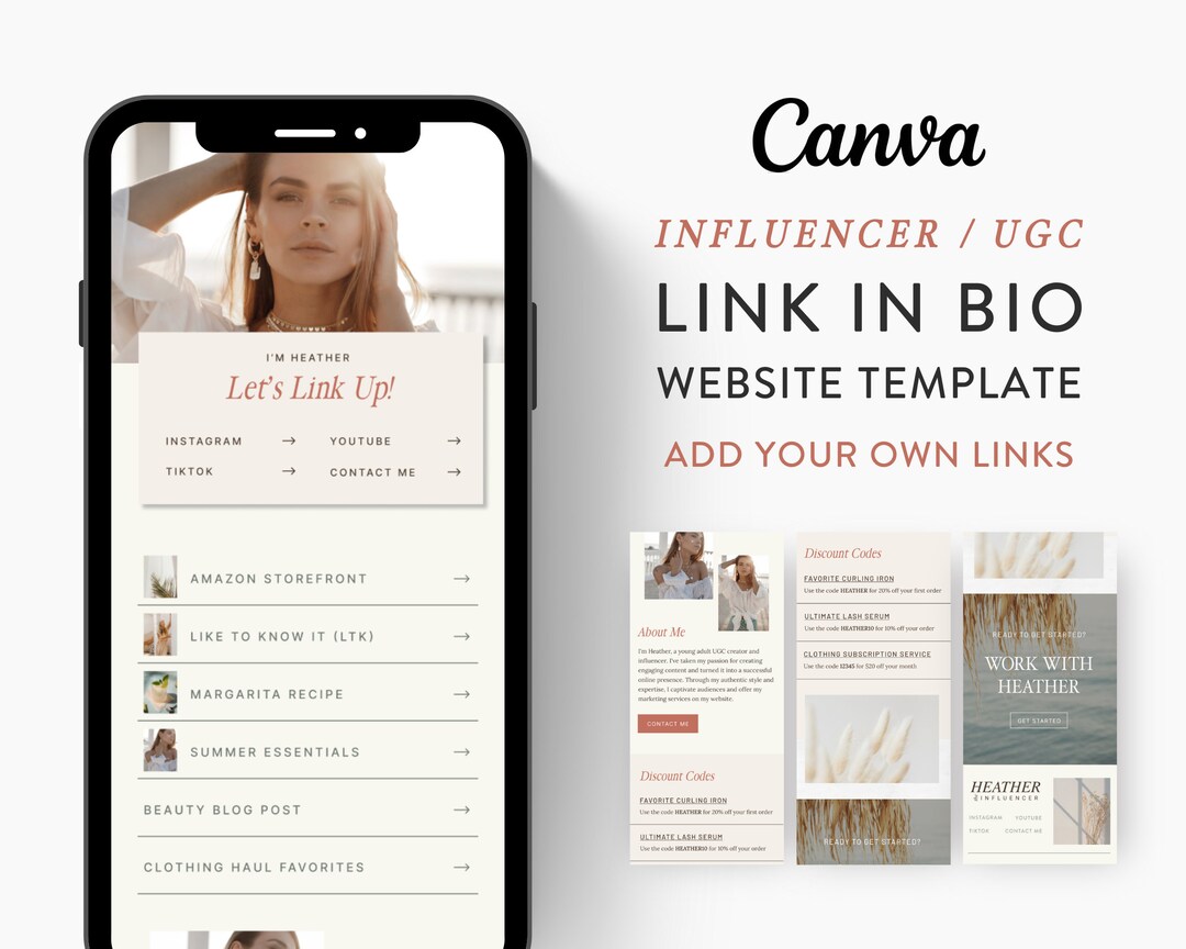 Canva Link in Bio Template for Social Media Marketing, Influencers ...