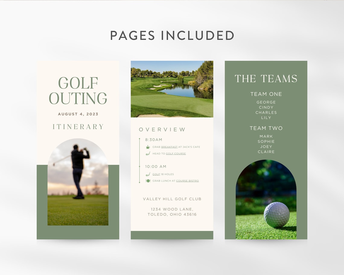 Golf Outing Itinerary Template, Editable on Canva, Printable Editable ...
