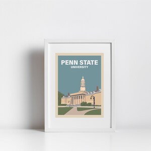 Penn State University Retro Vintage Poster, Penn State Illustration Art ...