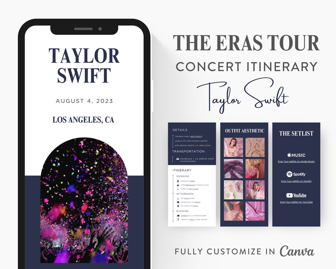 ERAS TOUR Taylor Swift Mobile Concert Template, Edit on Canva, Eras ...