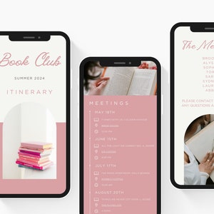 Book Club Itinerary Template, Editable on Canva, Printable Editable ...