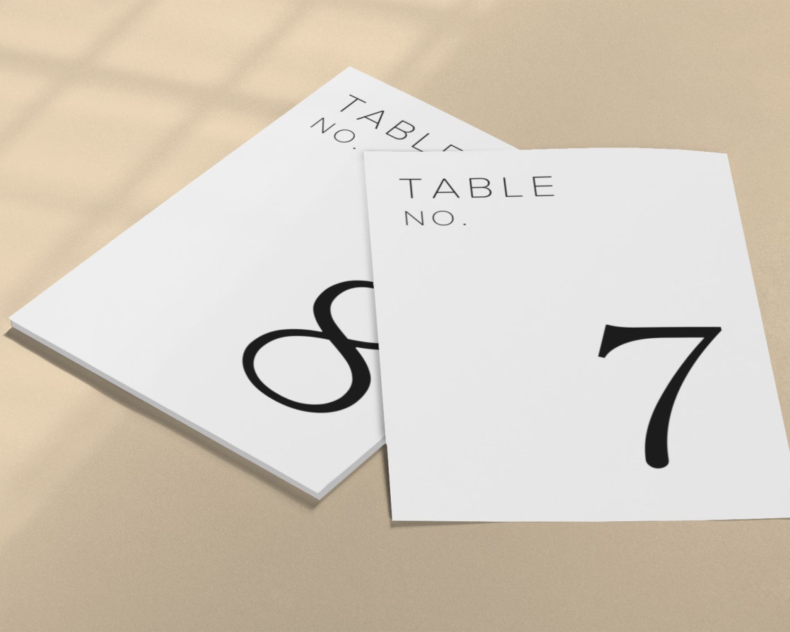 Modern Table Numbers, Printable Table Numbers, Digital Download ...