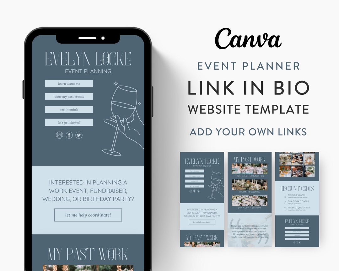 Canva Link in Bio Template for Event Planners, Public Relations, Event ...