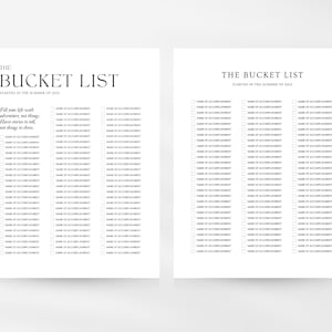 Bucket List Template, Printable Bucket List Edit on Canva, Instant ...