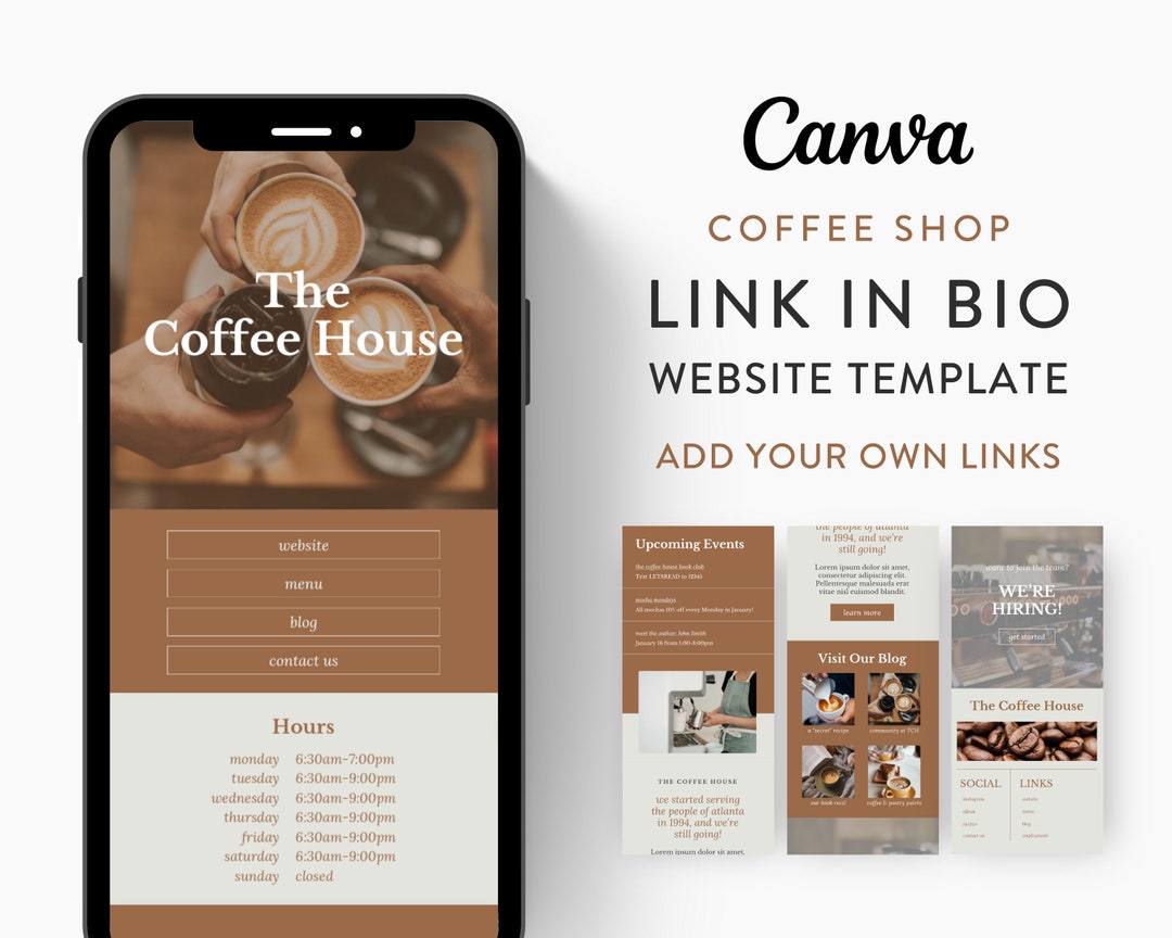 Canva Link in Bio Template for Coffee Shops, Cafes, Restaurants ...