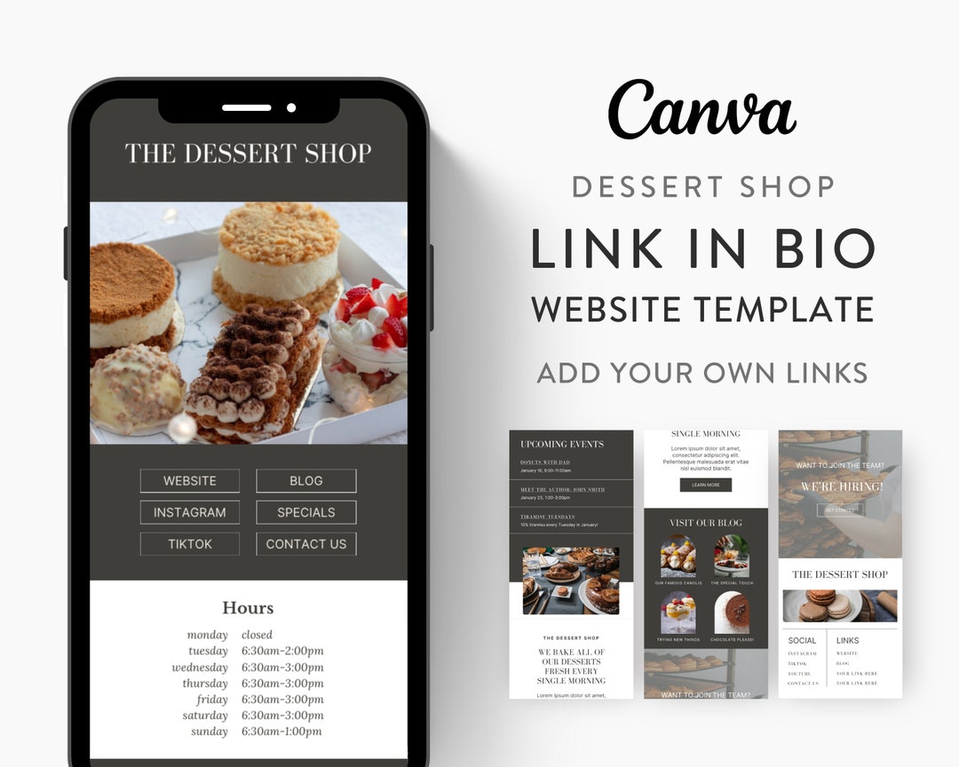 Canva Link in Bio Template for Bakeries, Donut Shops, Cake and Cupcake ...